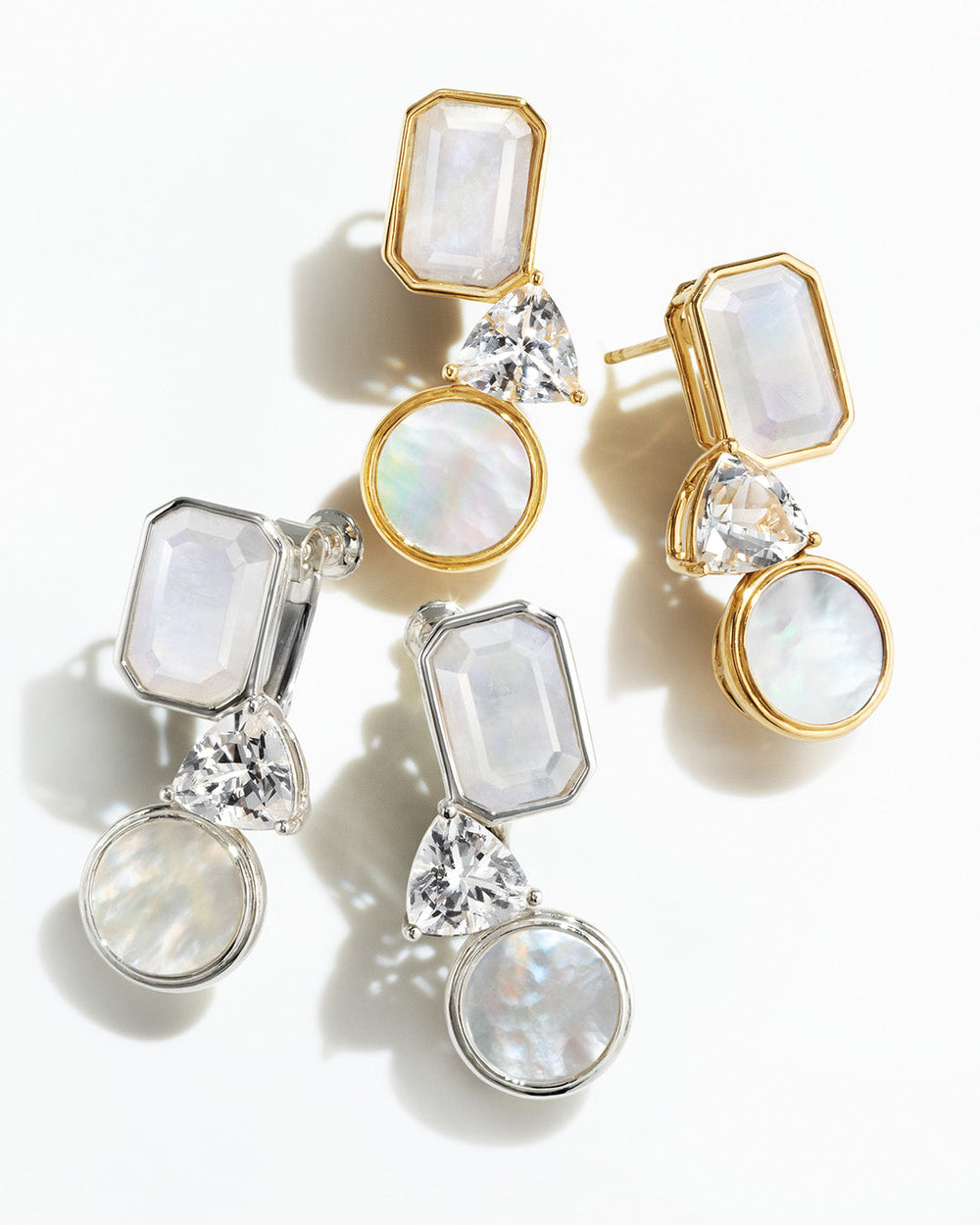 【在庫限り・即日発送】ブルームーンストーン×マルチカラージュエル シルバー925/K20コーティングピアス(両耳）/イヤリング(両耳)・コフ