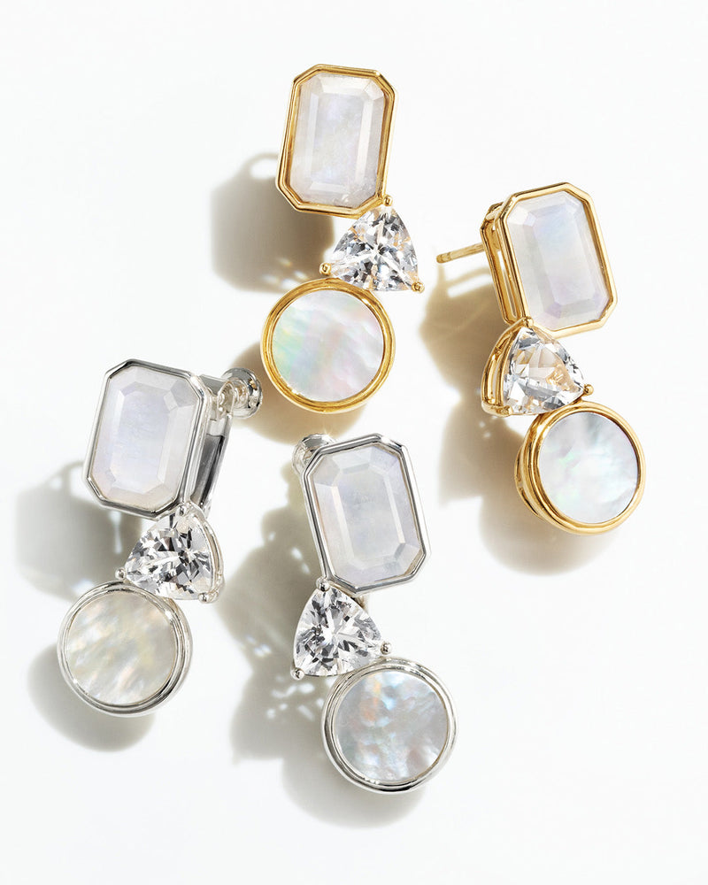 【在庫限り・即日発送】ブルームーンストーン×マルチカラージュエル シルバー925/K20コーティングピアス(両耳）/イヤリング(両耳)・コフ