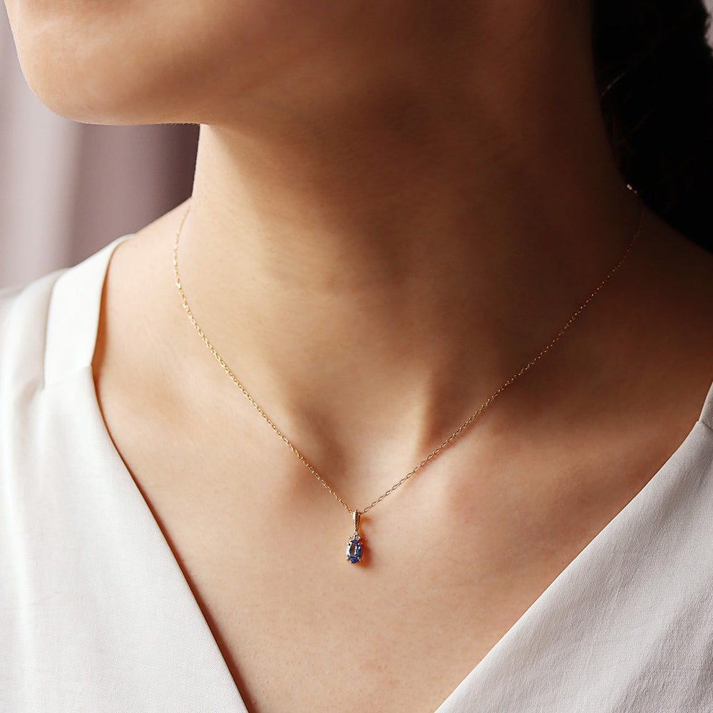 【ビズー公式】タンザナイト(ディープカラー) ×ダイヤモンド K18/PTペンダントトップ・フラヴィ | 希少石カラーストーンのジュエリー